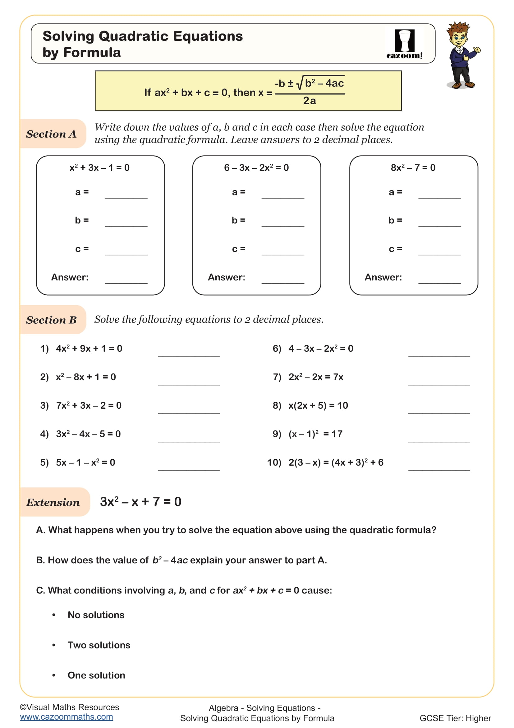 Solving Quadratic Equations - Using all Three Methods Worksheet | Fun and Engaging Year 10 and ...